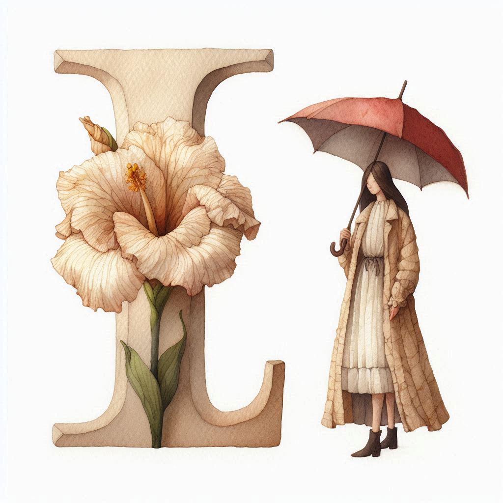 Watercolor English Alphabet in Pastel Colors With a Girl With an ...