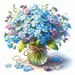 A Bouquet of Forget-me-nots, Digital Print, Wall Art, Watercolor ...