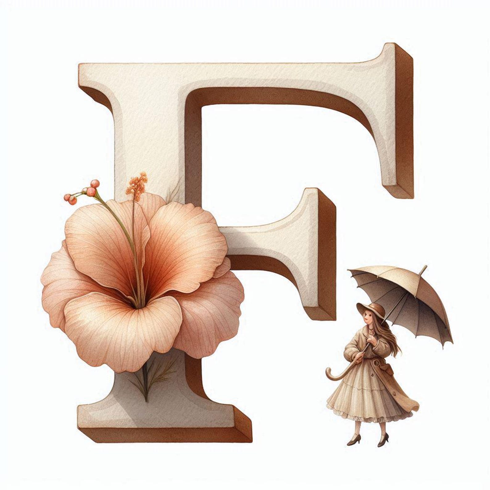 Watercolor English Alphabet in Pastel Colors With a Girl With an ...