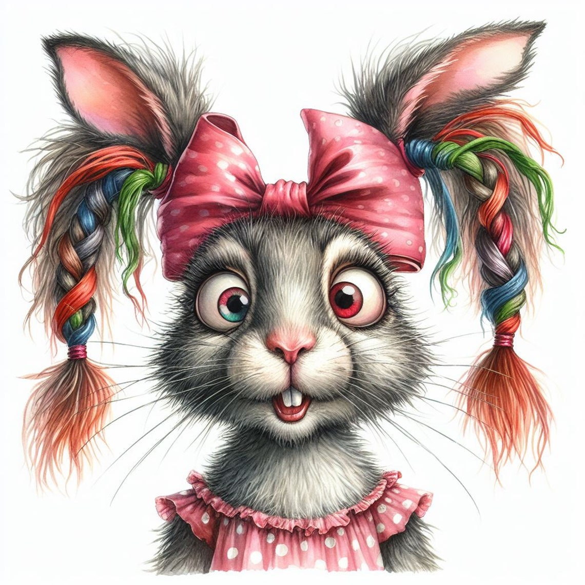 Cute Bunny, Digital Print, Wall Art, Watercolor Clip Art, High Quality ...