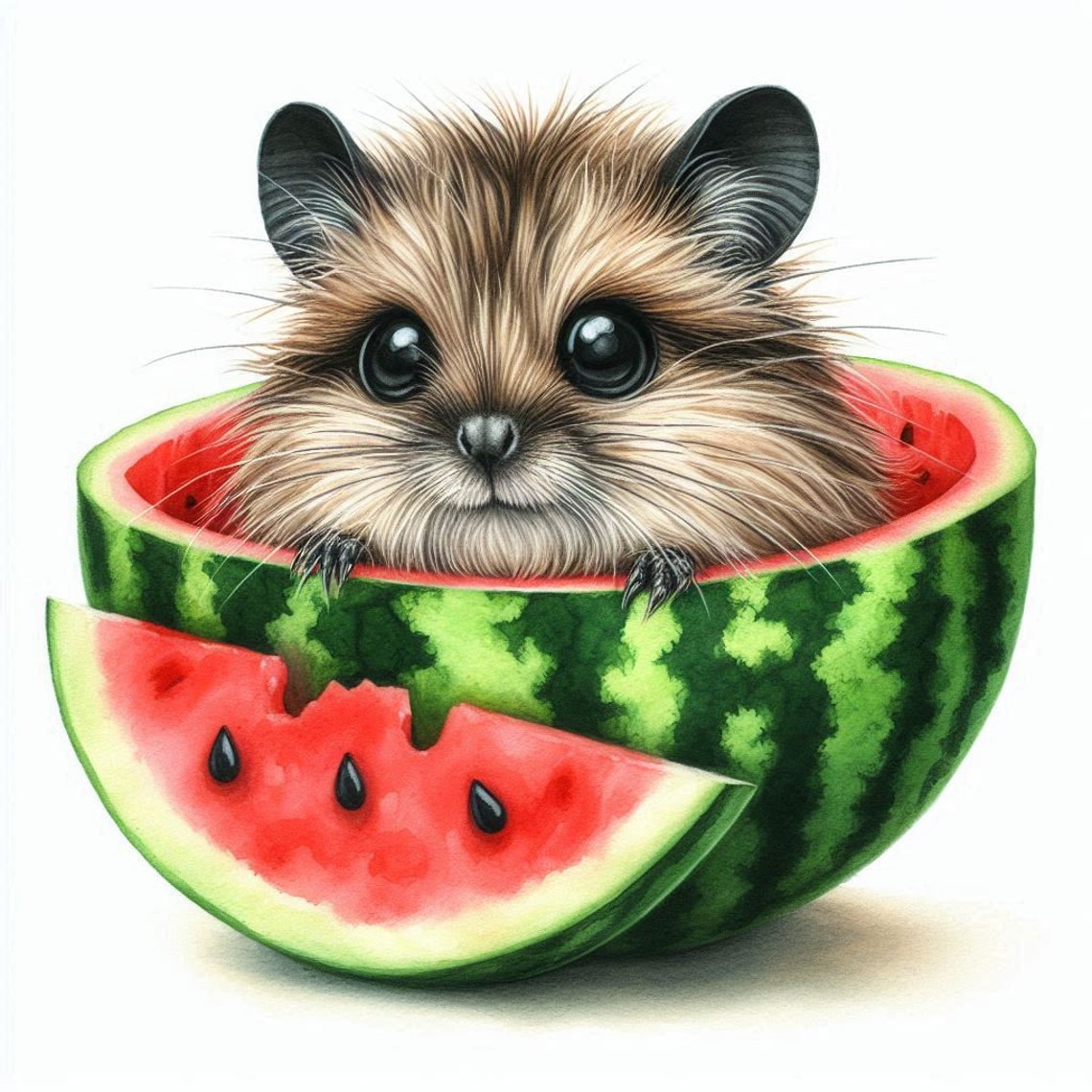 10 Watercolor Cliparts of a Jerboa in Its Peel, Digital Print, Wall Art ...