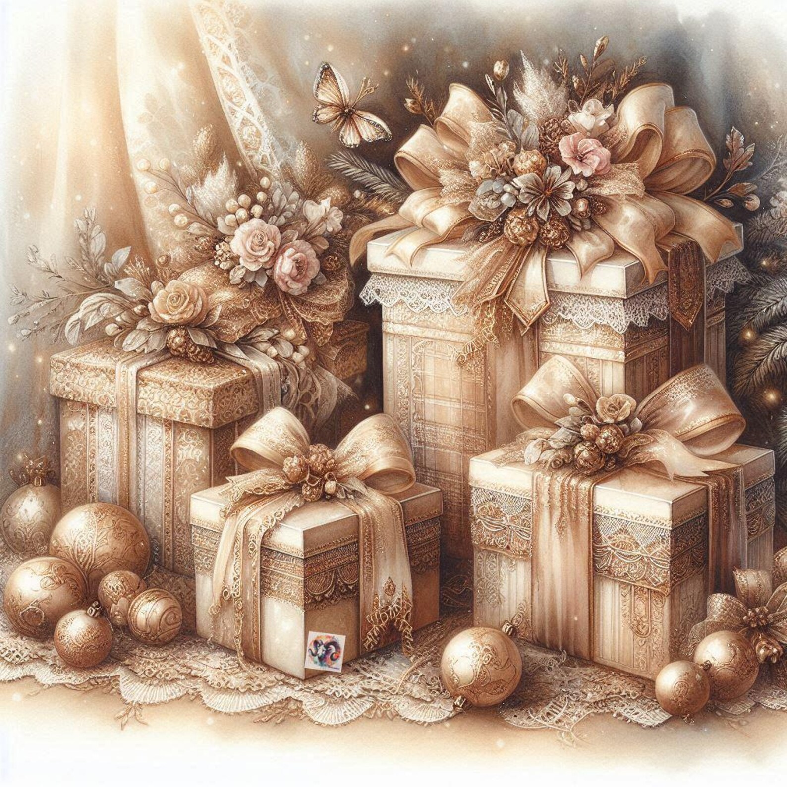 Watercolor New Year Gift Box Clip Art (digital Download) - Etsy