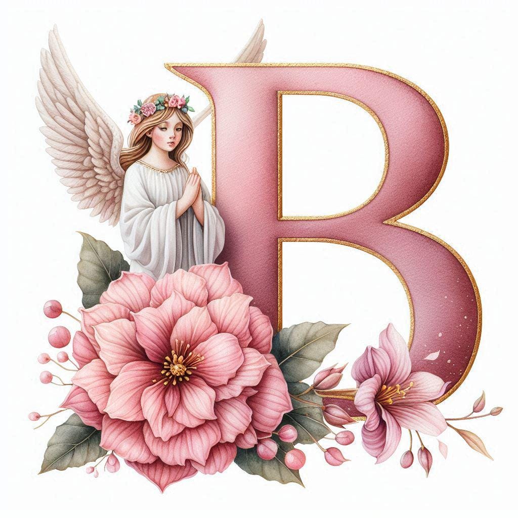 Watercolor Alphabet in Soft Pink Tones With Angel,alphabet,digital ...