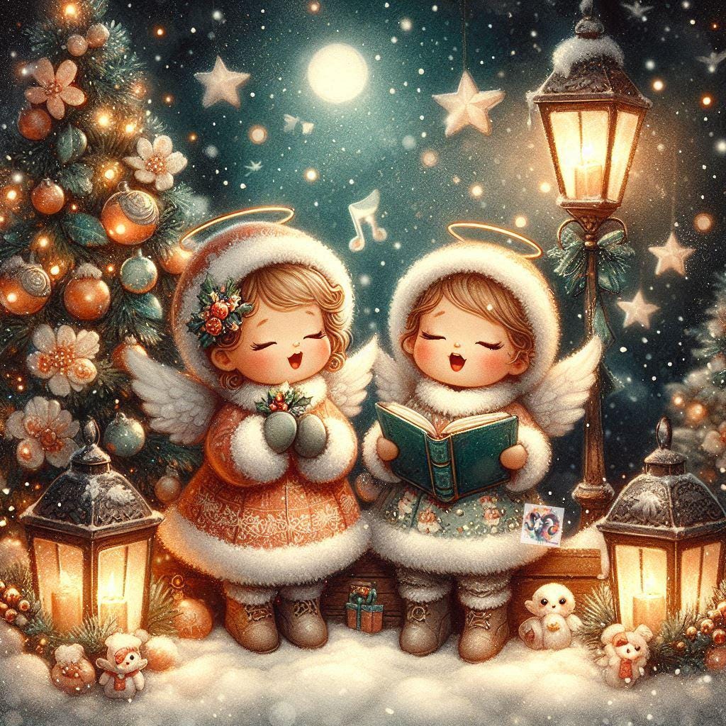 Watercolor Christmas Angels Illustration: Holiday Digital Print (JPG ...