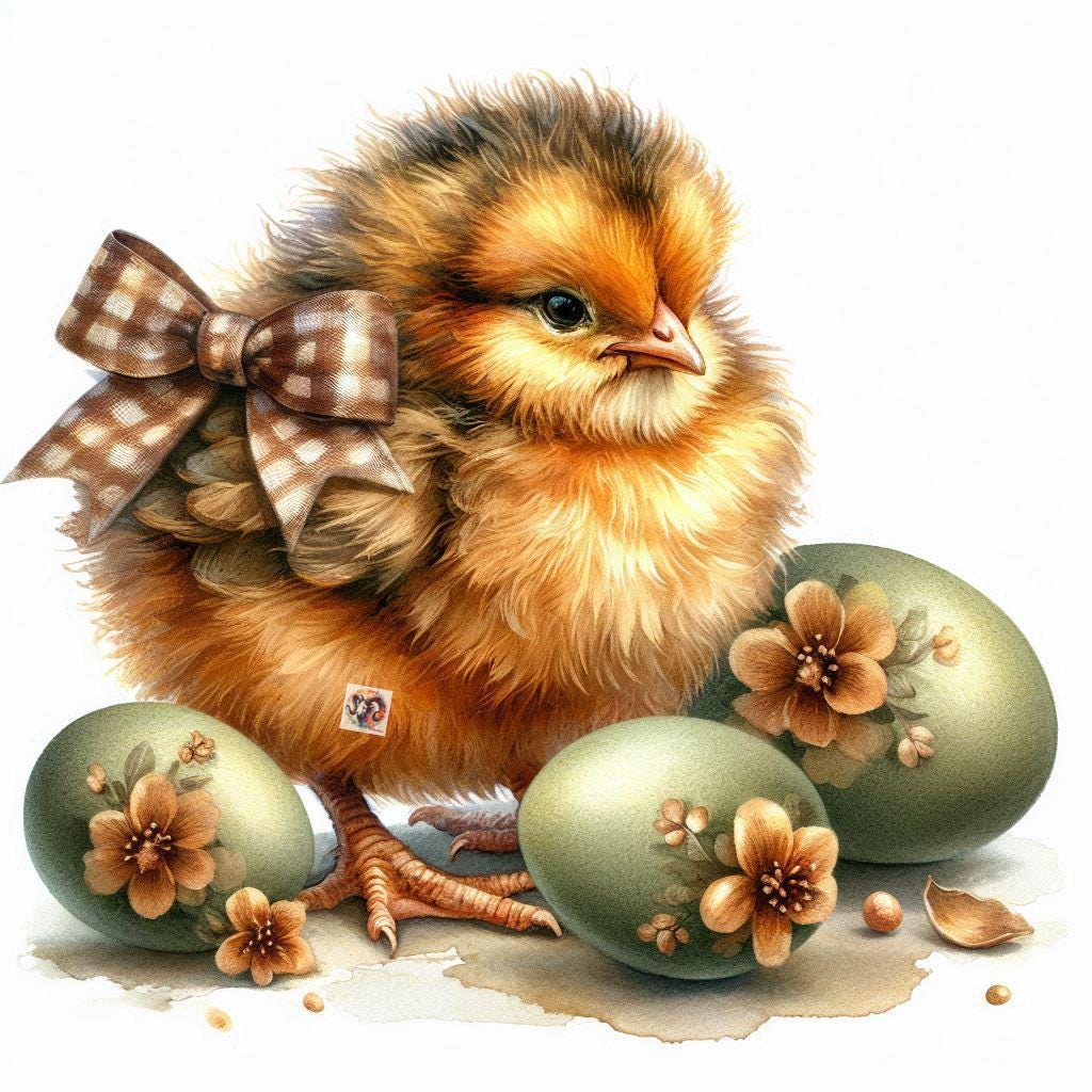 Easter Chick, Digital Print,watercolor Clip Art, High Quality JPG ...