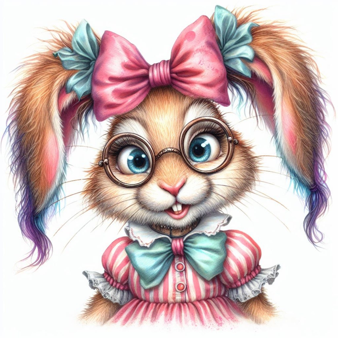 Cute Bunny, Digital Print, Wall Art, Watercolor Clip Art, High Quality ...