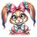 Cute Bunny, Digital Print, Wall Art, Watercolor Clip Art, High Quality ...