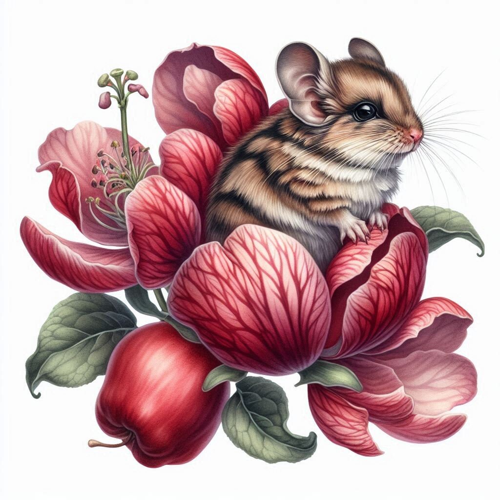 Watercolor Colorful Rodents in Flower, Digital Print, Wall Art, High ...