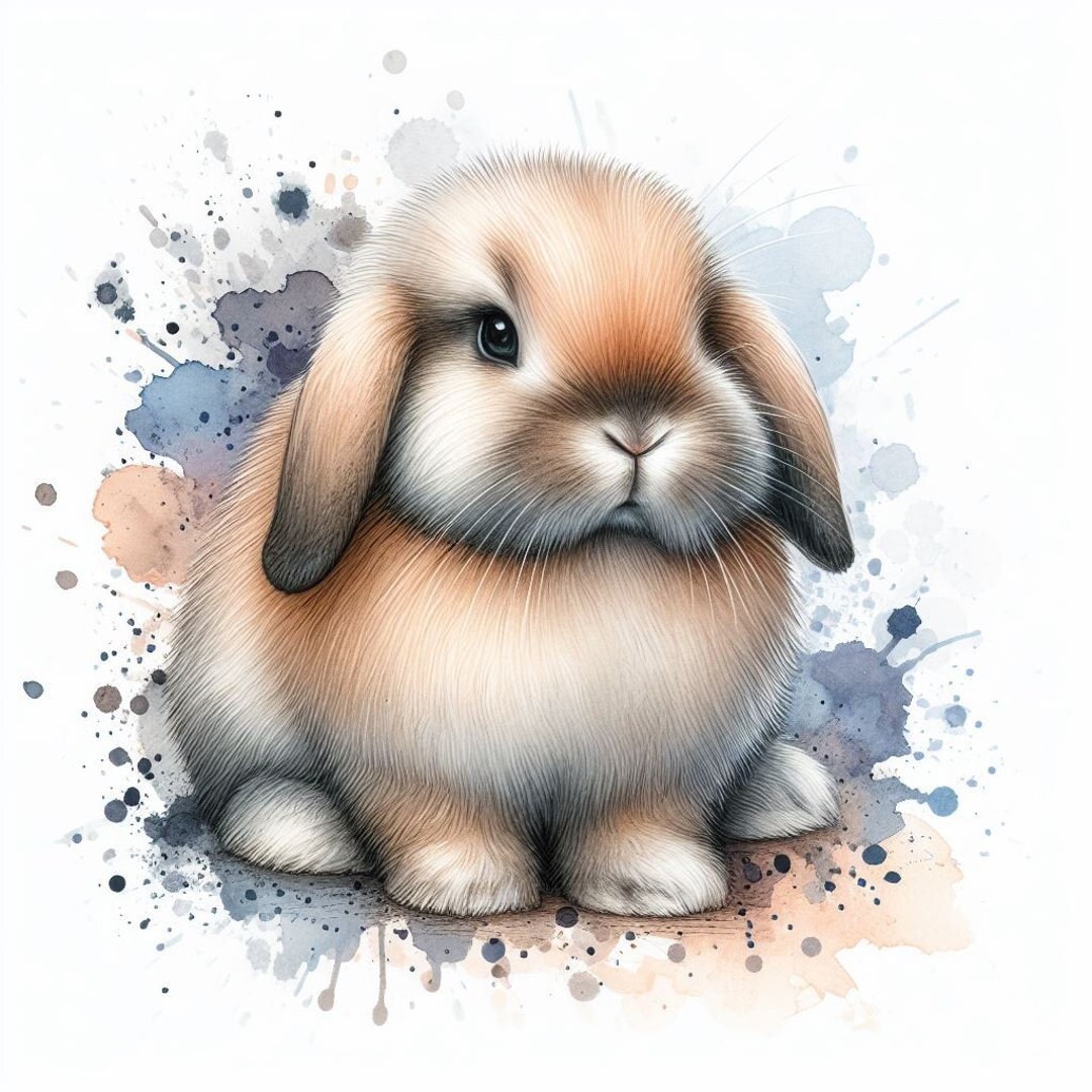 Bunny, Cute Bunny, Digital Print, Wall Art, Watercolor Clip Art, High ...