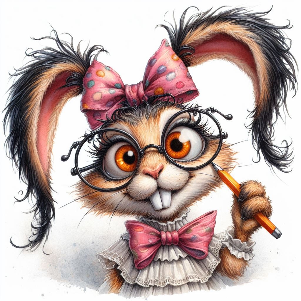 Cute Bunny, Digital Print, Wall Art, Watercolor Clip Art, High Quality ...