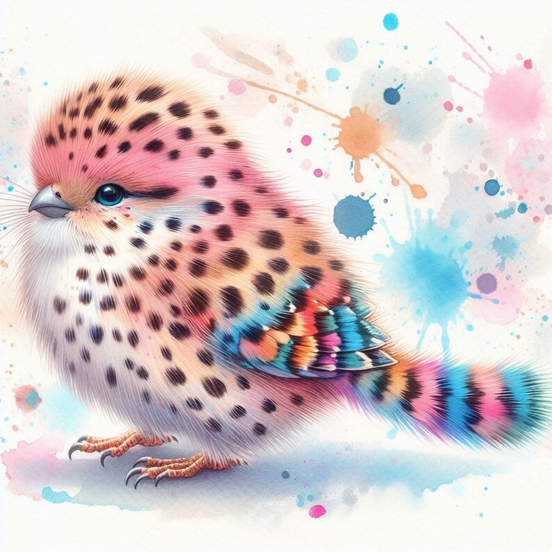 Birds in Pink Colors, Digital Print, Wall Art, Watercolor Clip Art ...
