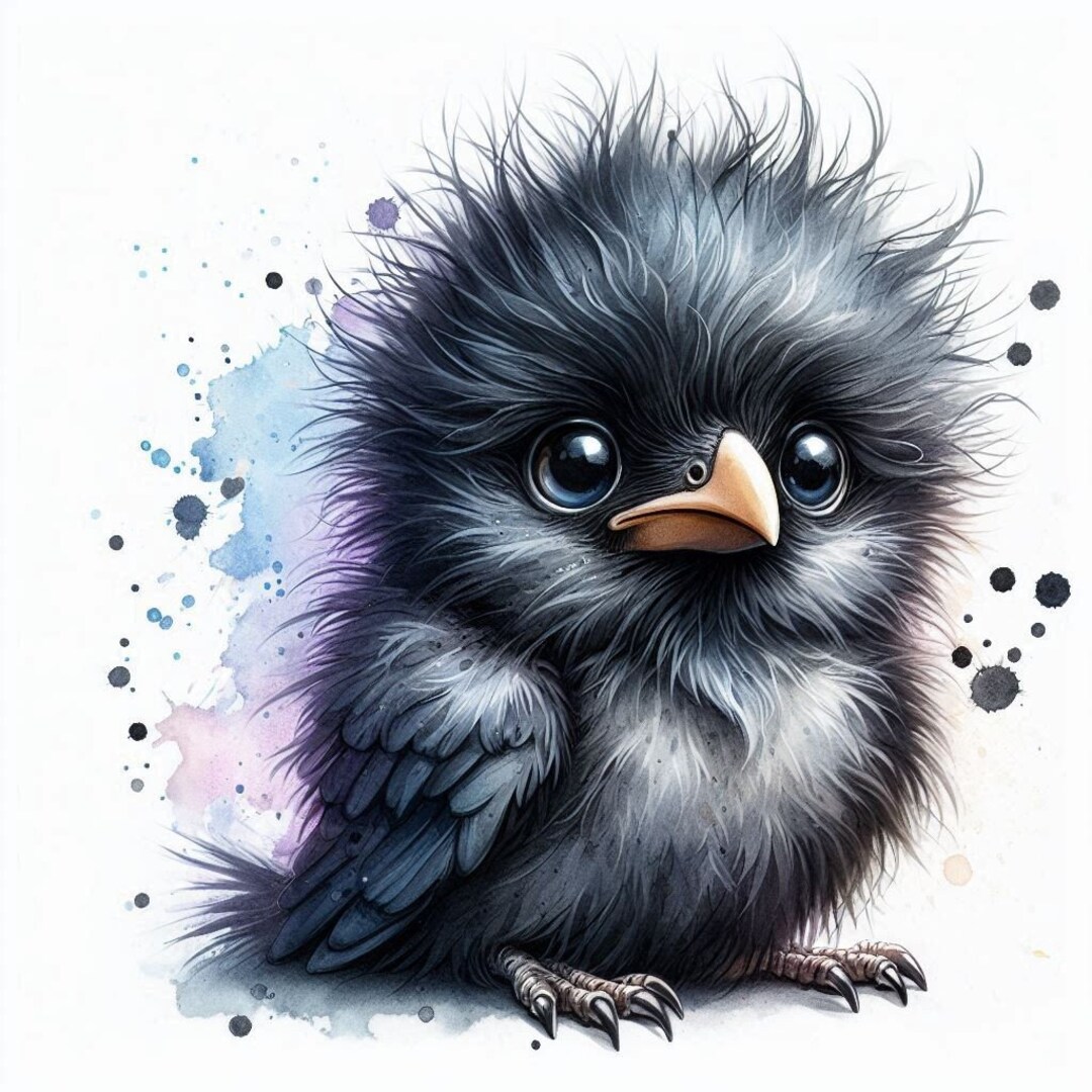 Funny Cute Crow, Digital Print, Wall Art, Watercolor Clip Art, High ...
