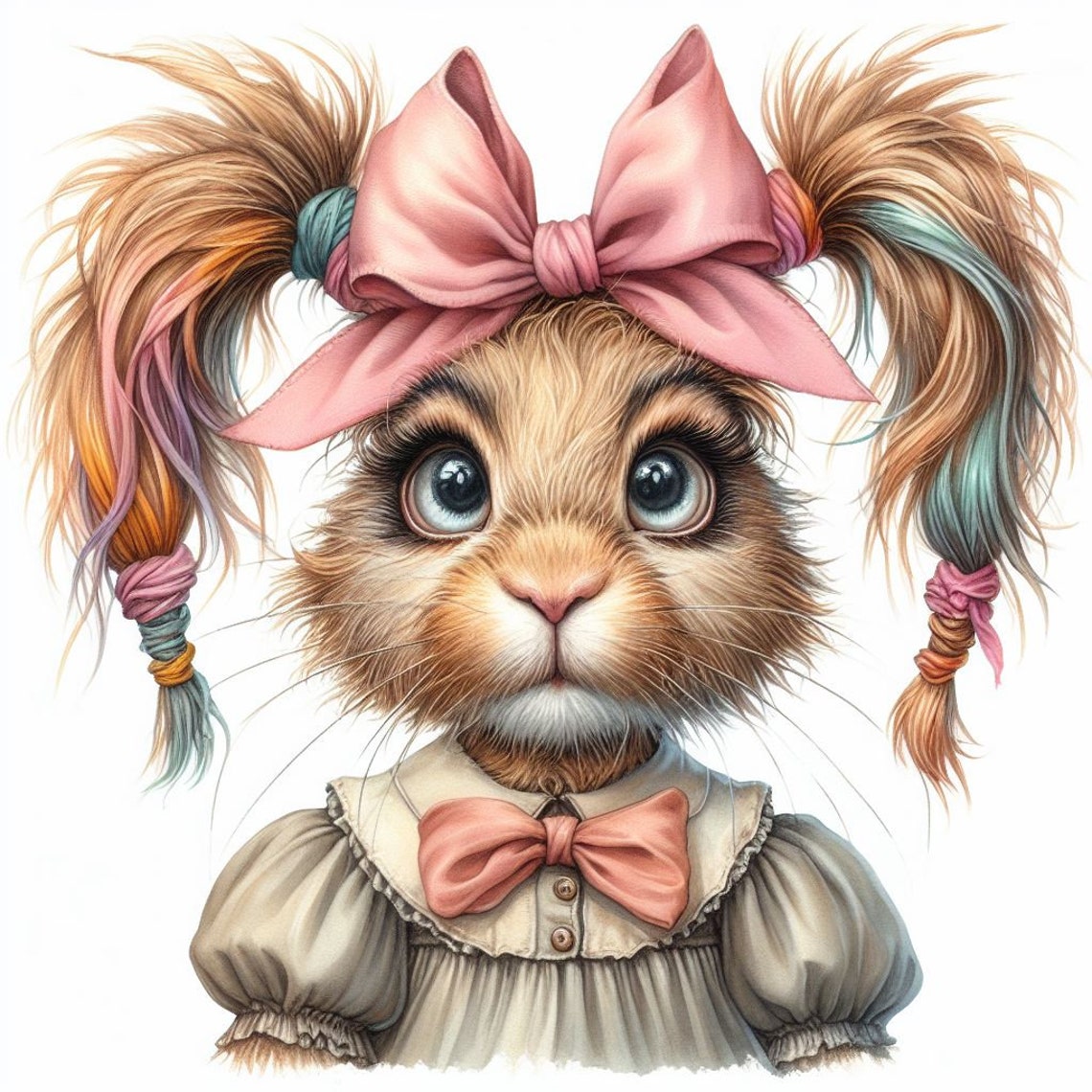 Cute Bunny, Digital Print, Wall Art, Watercolor Clip Art, High Quality ...