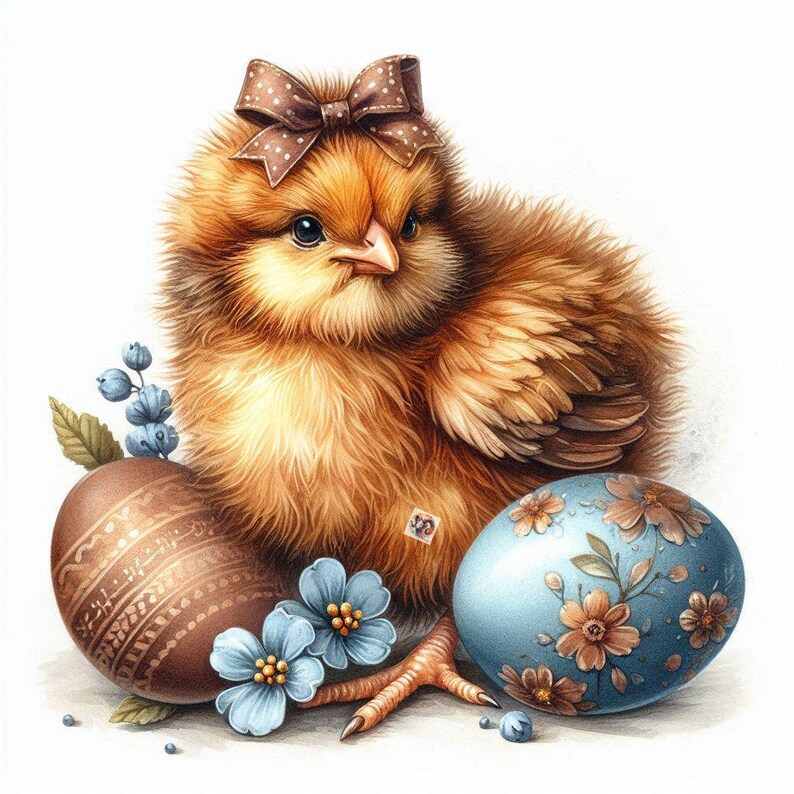 Easter Chick, Digital Print,watercolor Clip Art, High Quality JPG ...