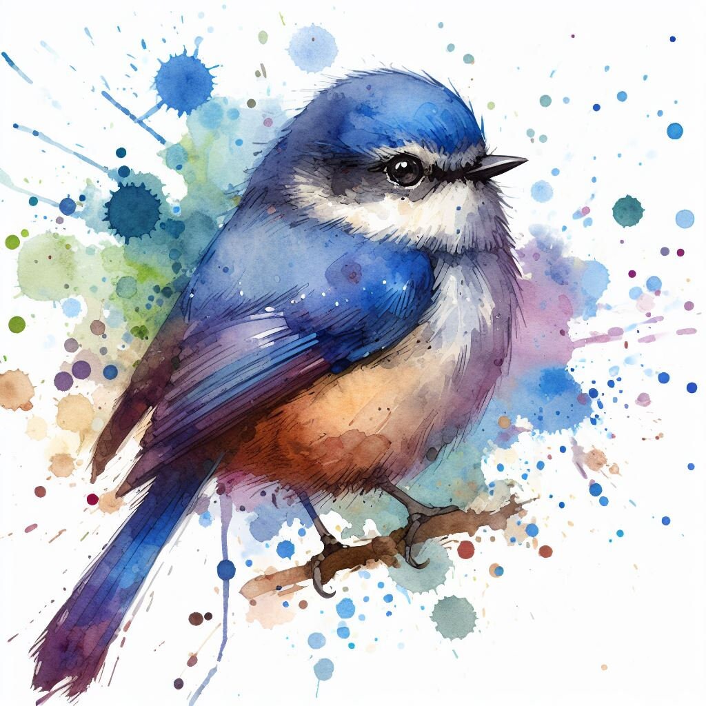 9 Watercolor Birds, Birds in Blue Tones, Digital Print, Wall Art ...