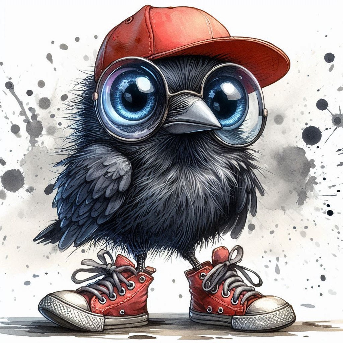 Stylish Little Crow Rapper, Children's Art, Digital Print, Wall Art ...