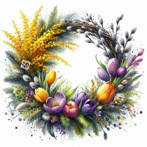 Watercolor Spring Flower Wreath Art (digital Print) - Etsy