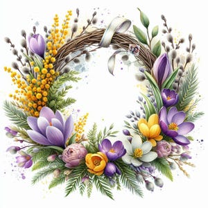 Watercolor Spring Flower Wreath Art (digital Print) - Etsy