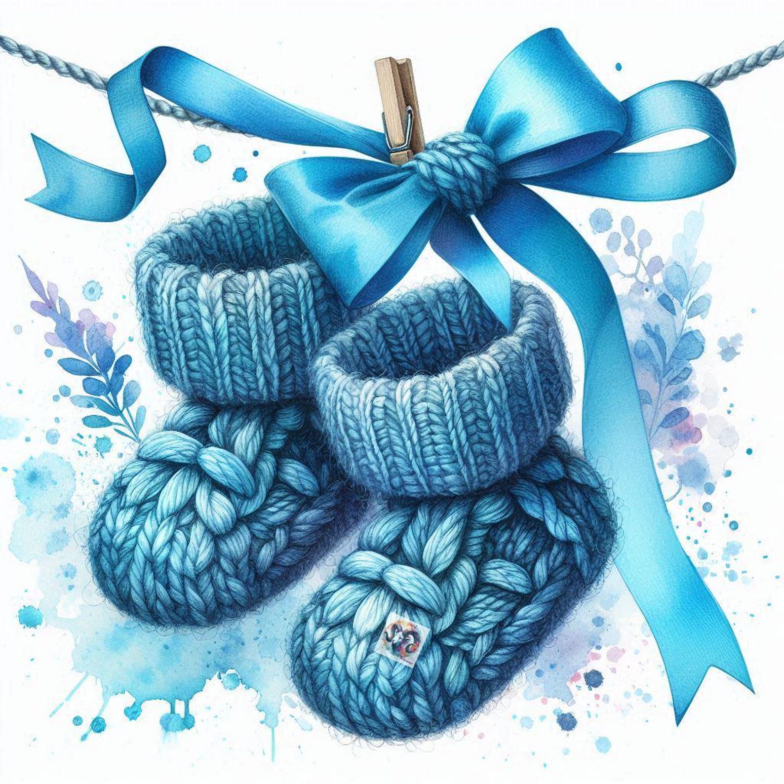 Watercolor Newborn Booties Clip Art: Baby Shower Decor (digital ...