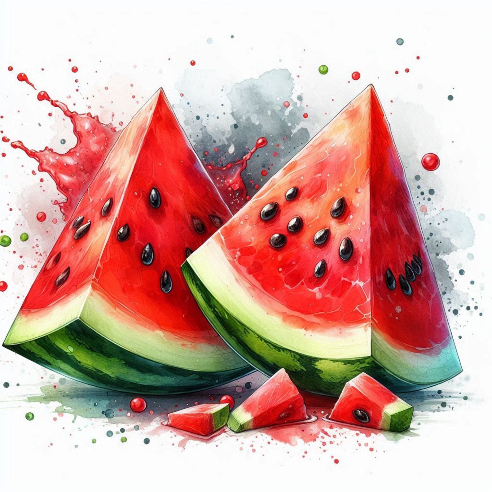 10 Watercolor Watermelon Cliparts, Digital Print, Wall Art, Watercolor ...