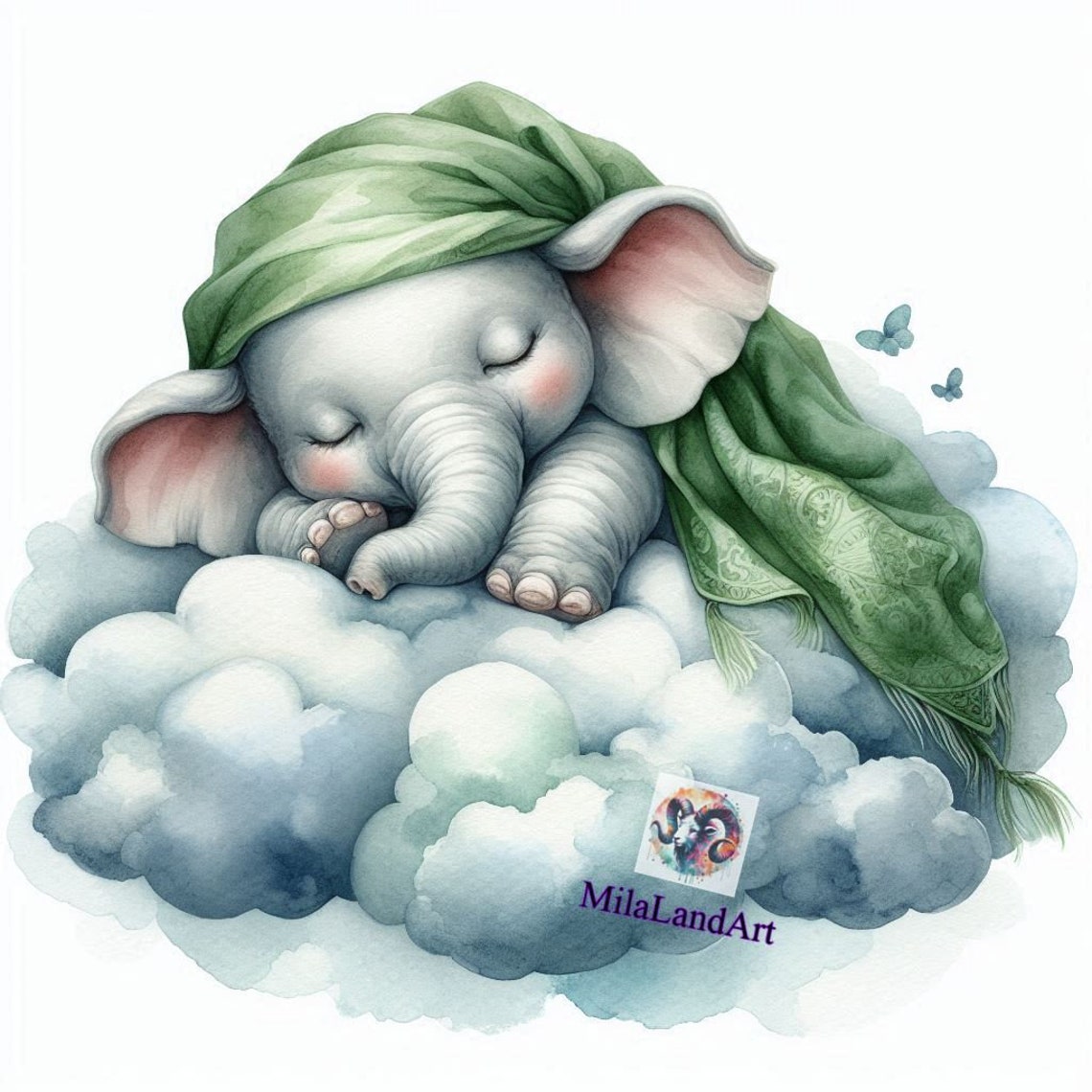 Clipart Set "animals Sleeping on a Cloud"digital Print,watercolor Clip ...