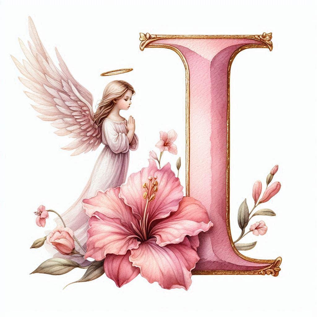 Watercolor Alphabet in Soft Pink Tones With Angel,alphabet,digital ...