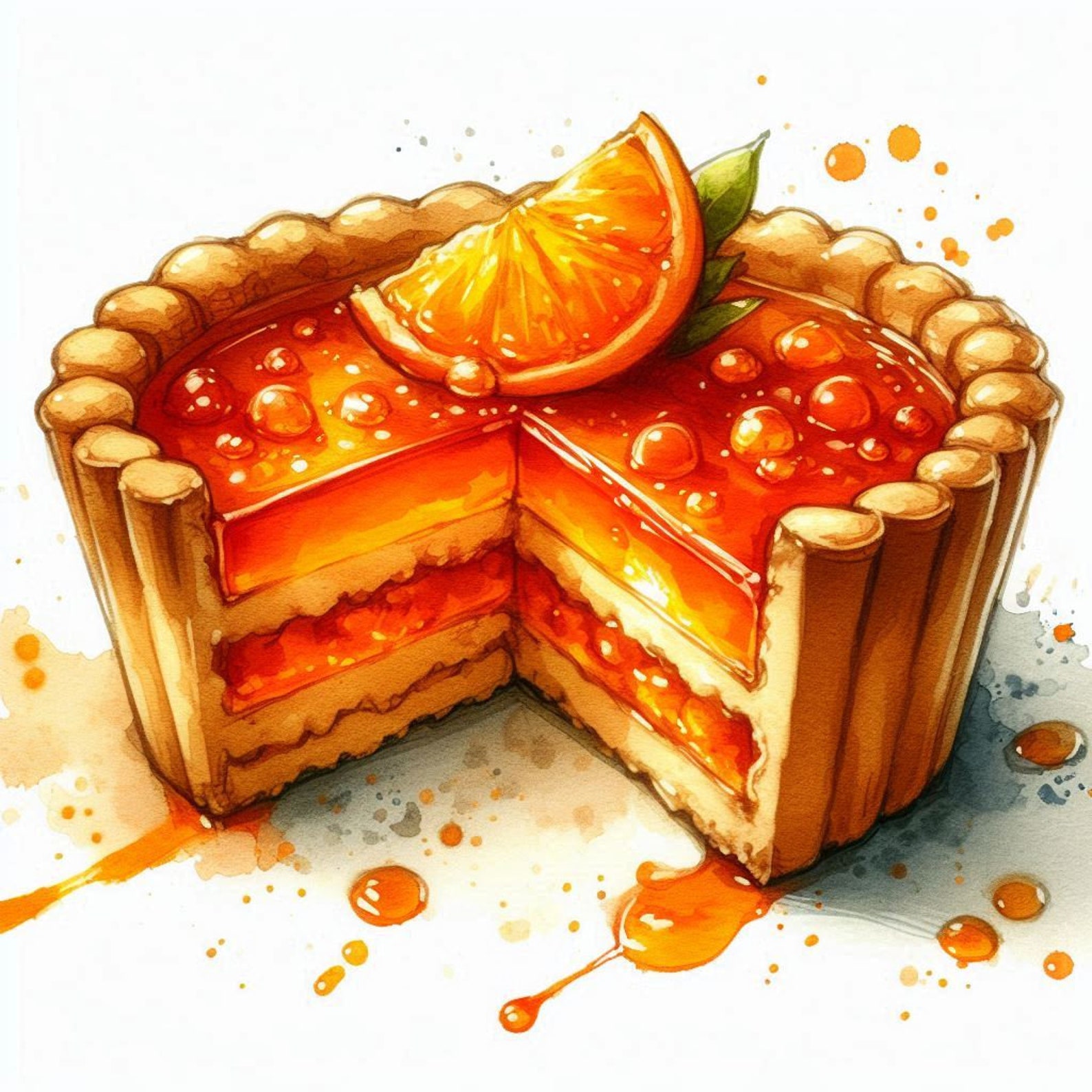 Watercolor Fruit Tart Art Print: High-resolution JPG (digital Download ...