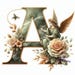 Watercolor Olive Alphabet Letter With Angel: Floral Initial Print ...