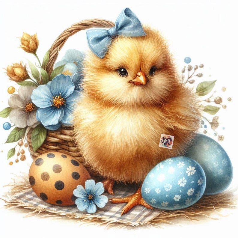 Easter Chick, Digital Print,watercolor Clip Art, High Quality JPG ...