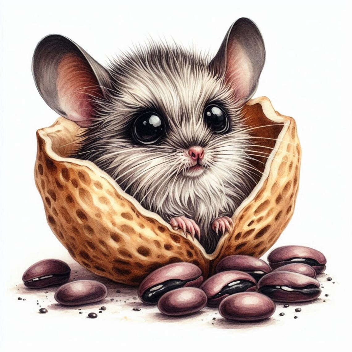 10 Watercolor Cliparts of a Jerboa in Its Peel, Digital Print, Wall Art ...