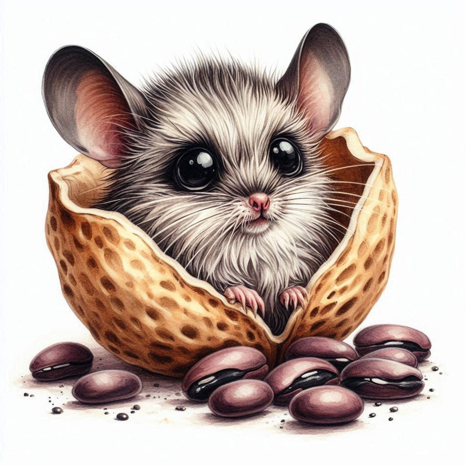 10 Watercolor Cliparts of a Jerboa in Its Peel, Digital Print, Wall Art ...