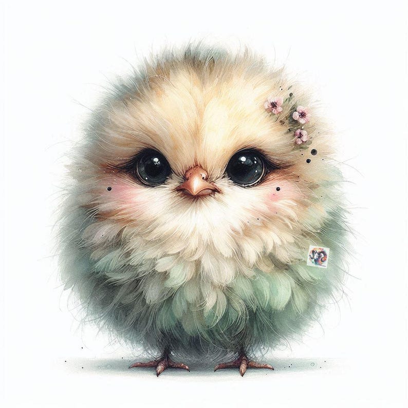 Watercolor Chick Clip Art, Pastel Bird Illustration, AI Art (digital ...