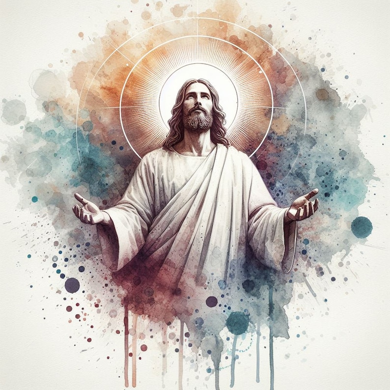 Jesus Christ, Digital Print, Wall Art, Watercolor Clip Art, High ...