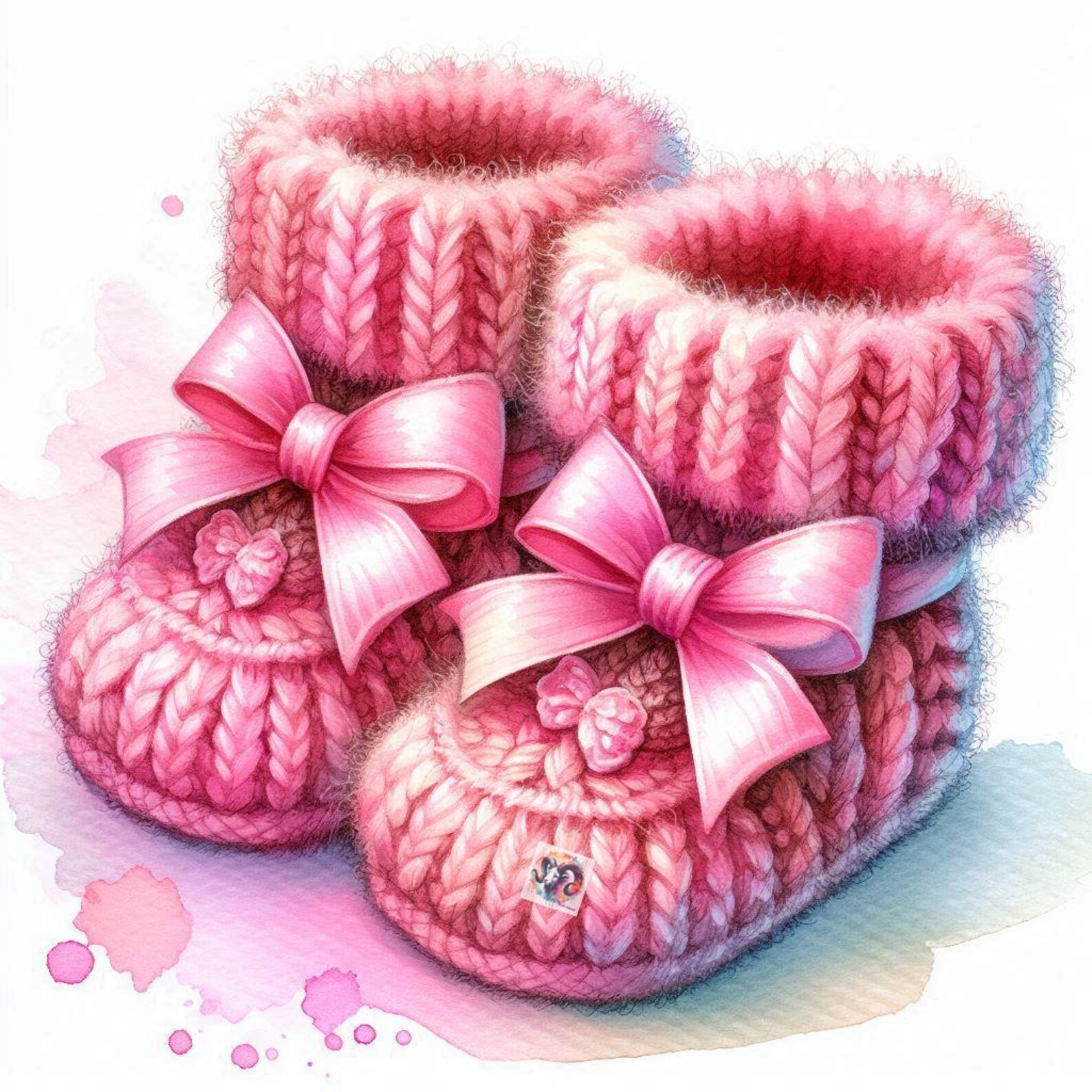 Watercolor Newborn Booties Clip Art: Baby Shower Decor (digital ...
