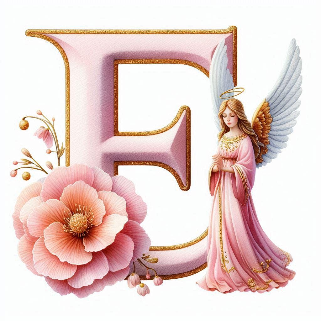 Watercolor Alphabet in Soft Pink Tones With Angel,alphabet,digital ...