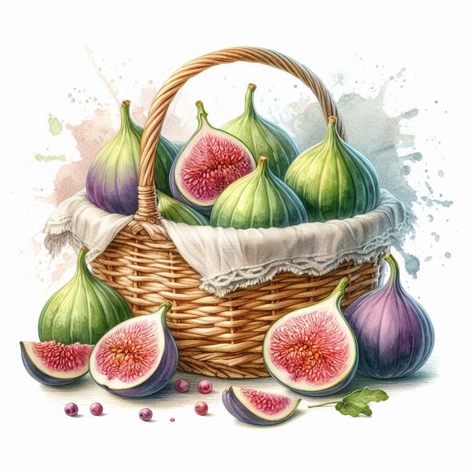 Basket of Figs in Shabby Chic Style, Digital Print, Wall Art ...