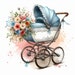 Baby Stroller, Digital Print, Wall Art, Watercolor Clip Art, High ...
