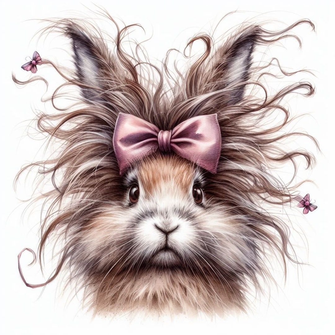 Cute Crazy Bunny, Digital Print, Wall Art, Watercolor Clip Art, High ...