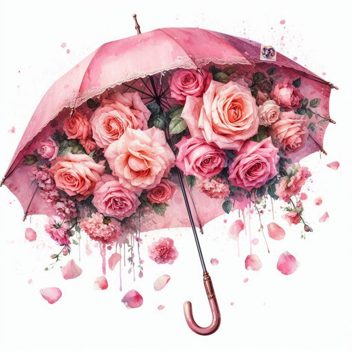 Watercolor Umbrella Clipart Set: Floral JPG Files (digital Download) - Etsy