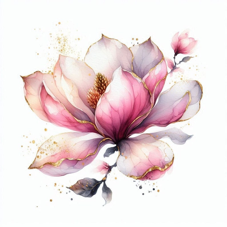 Magnolia Flower, Digital Print, Wall Art, Watercolor Clip Art, High ...