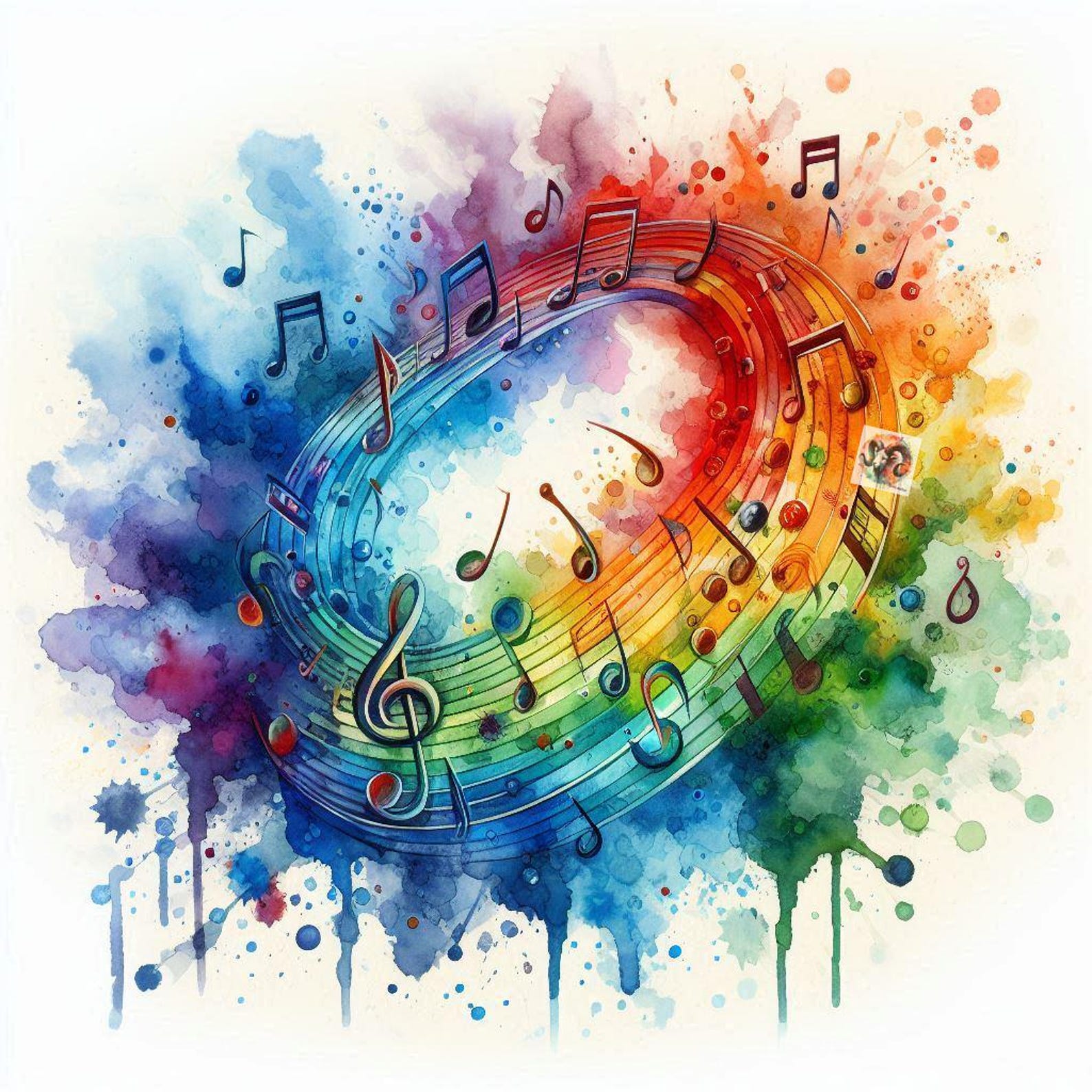 Watercolor Musical Notes Clipart Set: High-resolution JPG (digital ...