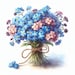 A Bouquet of Forget-me-nots, Digital Print, Wall Art, Watercolor ...