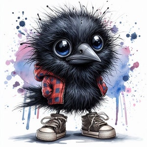 Stylish Little Crow Rapper, Children's Art, Digital Print, Wall Art ...