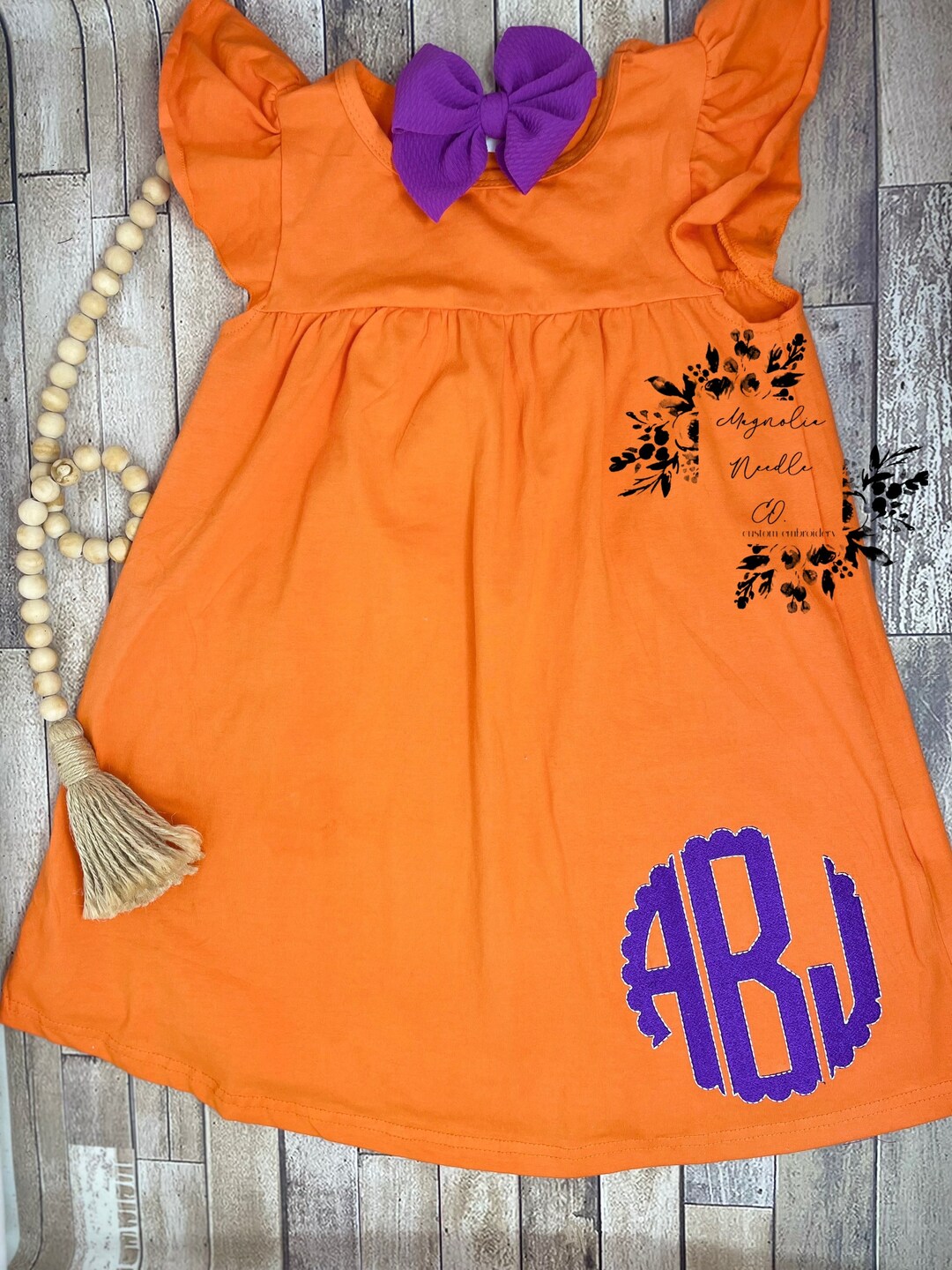 Girls Dress, Girls Monogrammed Dress, Clemson Fan Dress, Embroidered ...