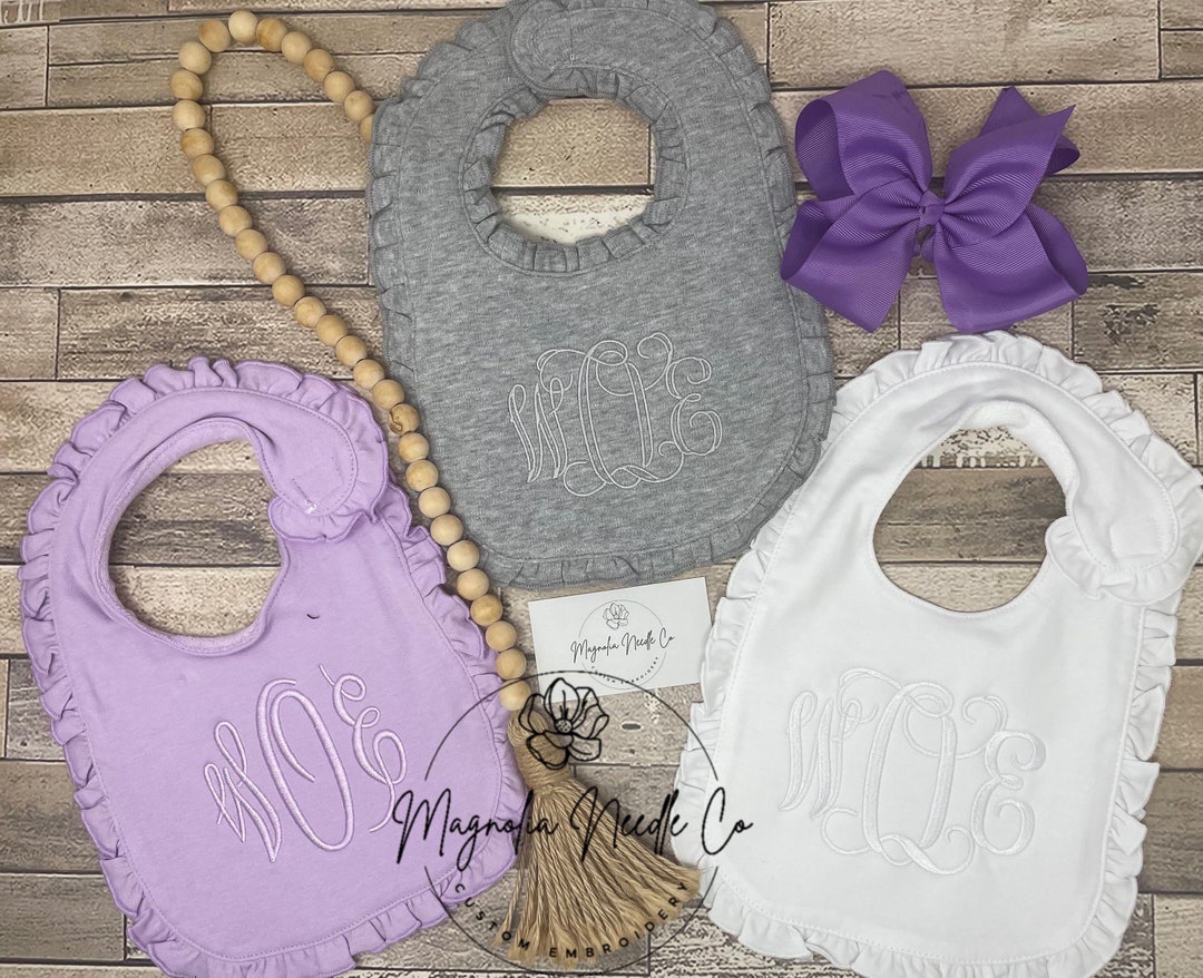 Monogrammed Bib,bib Set, Custom Embroidered Bibs, Embroidered Monogram ...