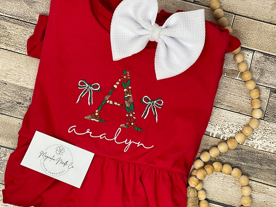 Christmas Dress, Embroidered Christmas Shirt,christmas Shirt, Girls ...