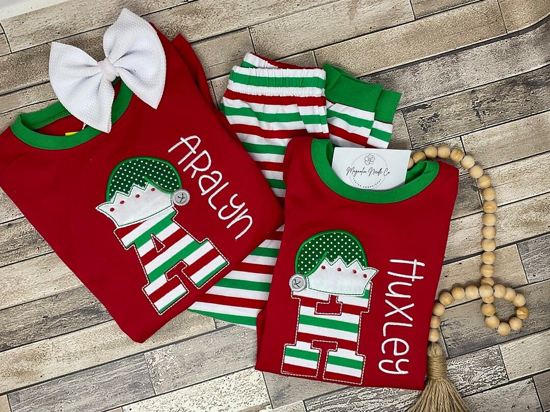 Christmas Pajamas, Elf on the Shelf, Elf Pajamas, Custom Christmas Pjs ...