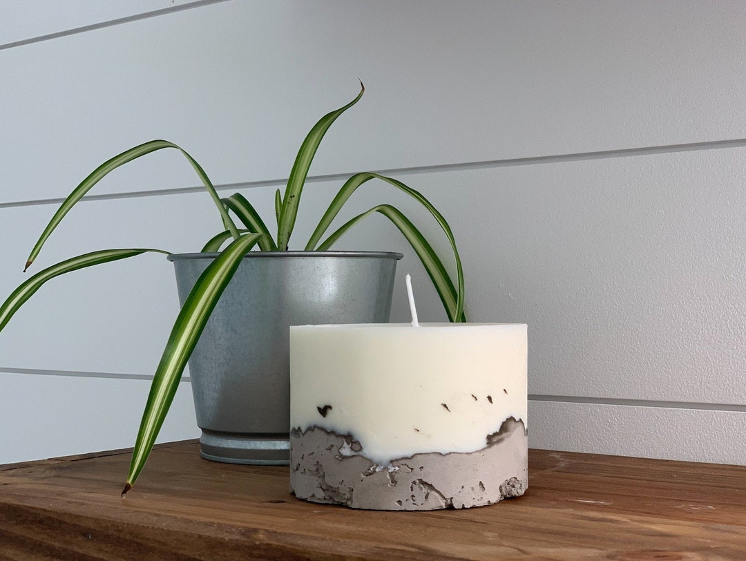 Handmade | Soy Wax | Concrete Pillar Candles - Etsy