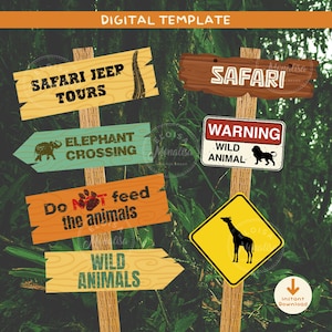 Safari Directional Signs Printable, Jungle Signs, Safari Birthday Party ...