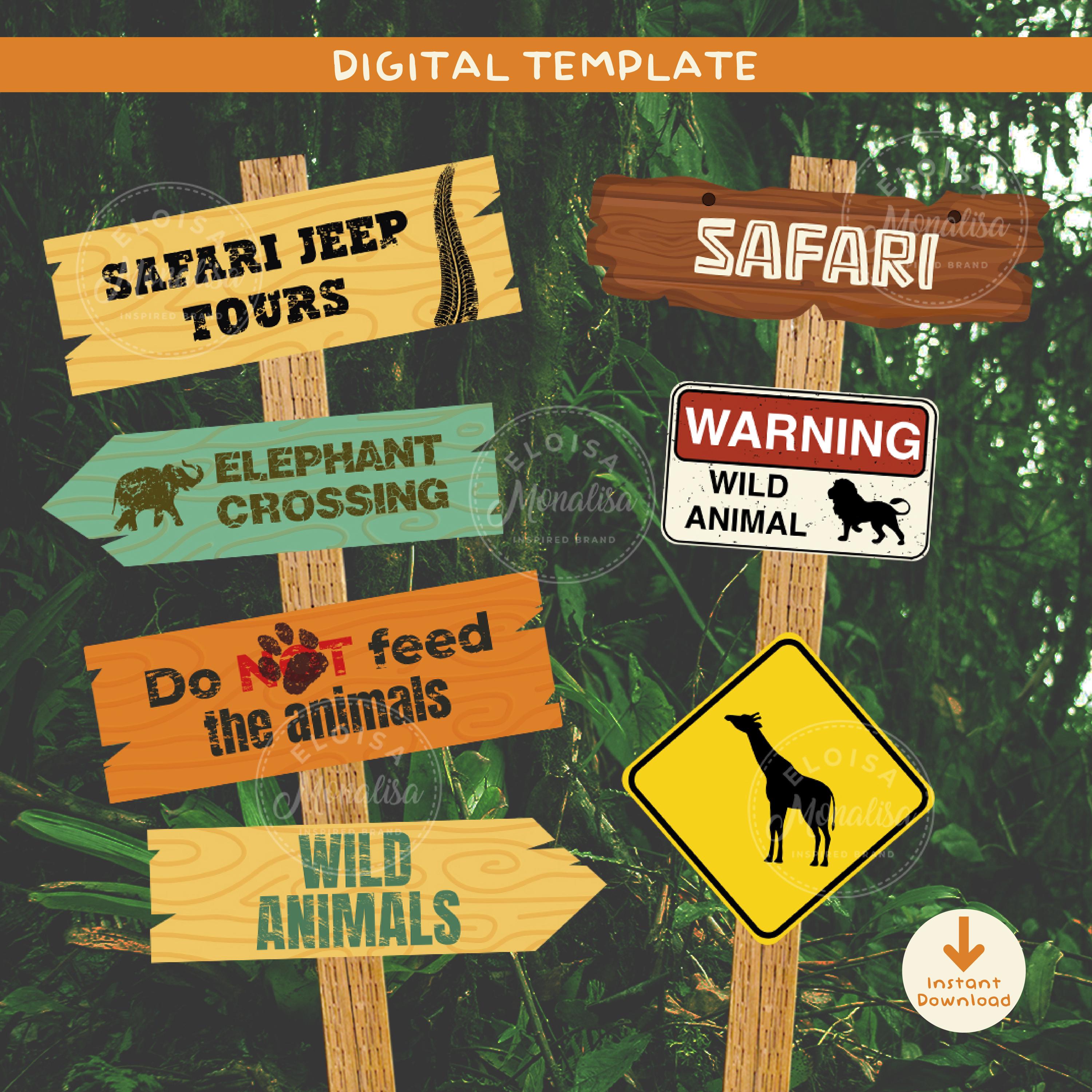 Safari Directional Signs Printable, Jungle Signs, Safari Birthday Party ...